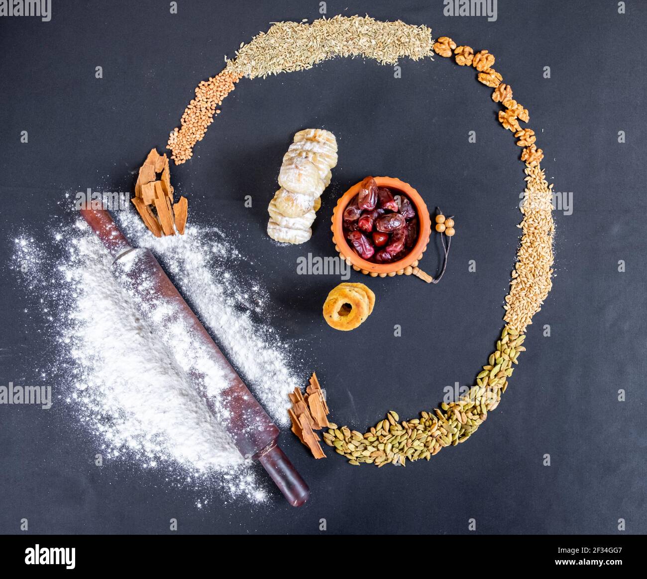 Eid sweet ingredients together on one table Stock Photo - Alamy