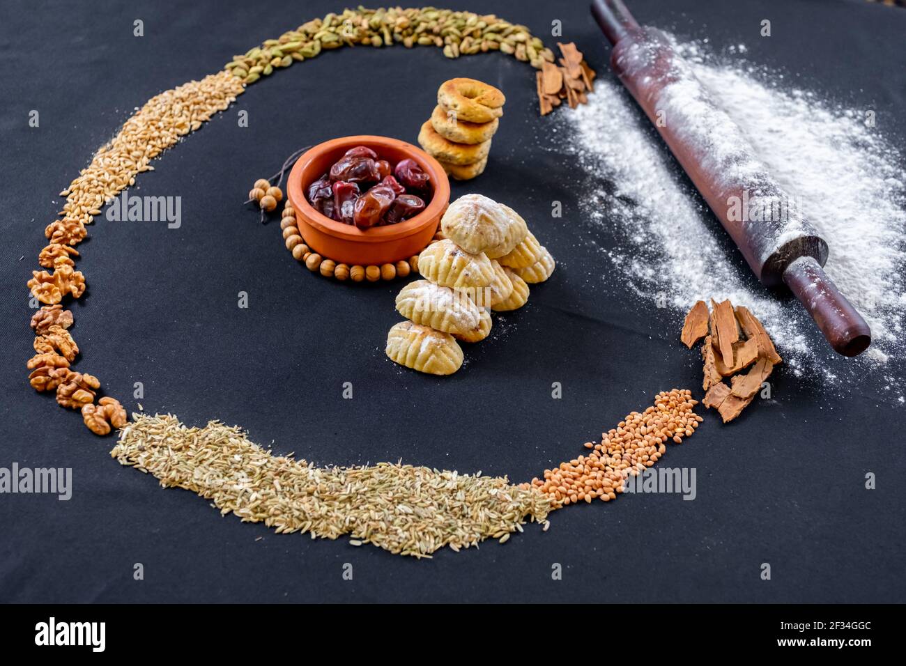 Eid sweet ingredients together on one table Stock Photo - Alamy