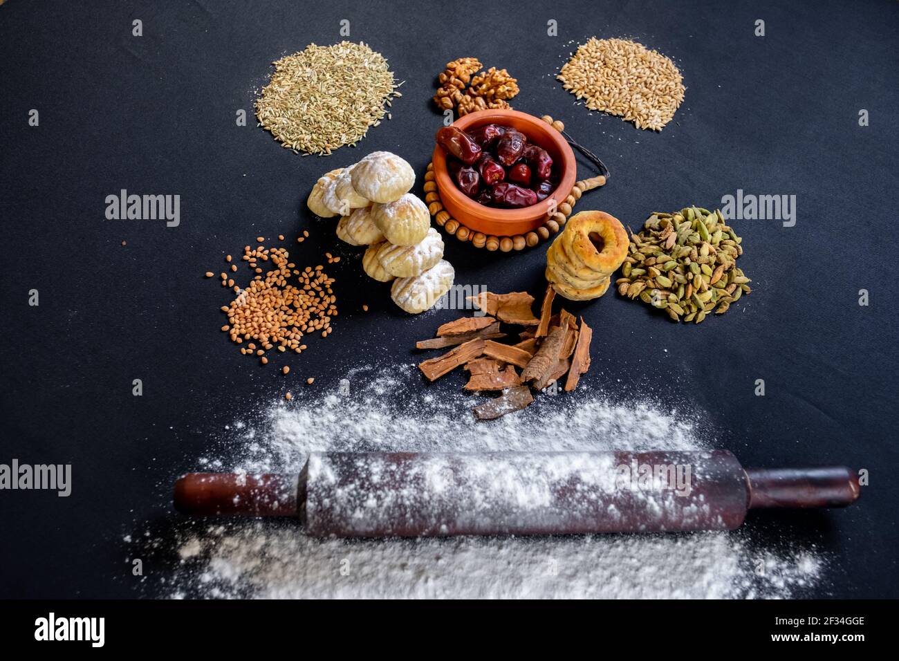 Eid sweet ingredients together on one table Stock Photo - Alamy