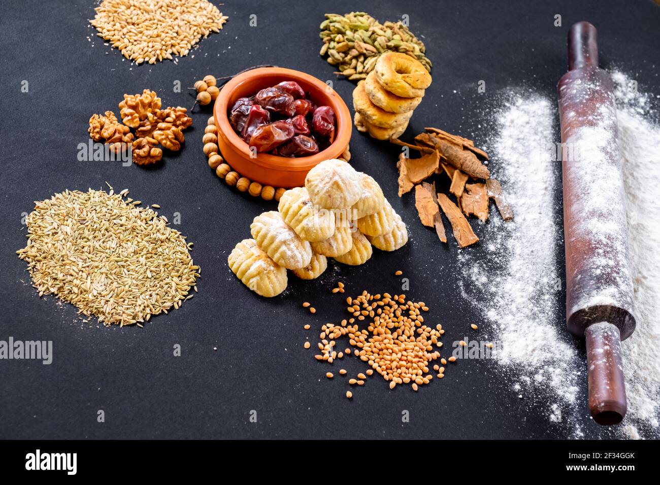 Eid sweet ingredients together on one table Stock Photo - Alamy