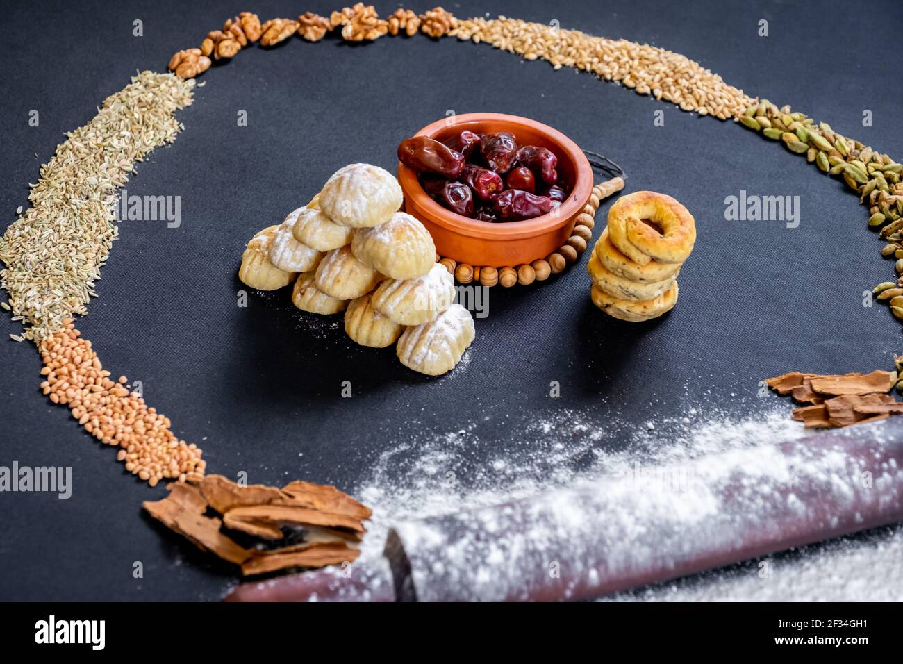 Eid sweet ingredients together on one table Stock Photo - Alamy