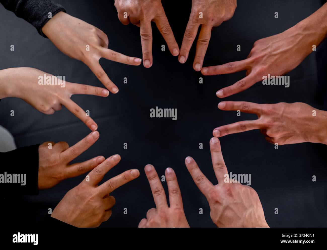 People hands making symbols together Stock Photo - Alamy