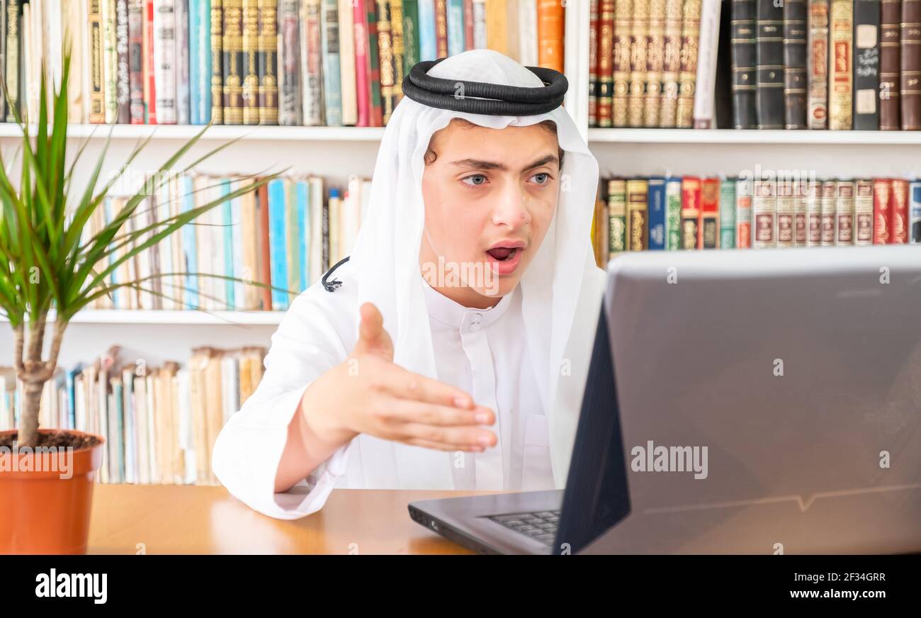 Arabic Muslim man being angry online Stock Photo - Alamy