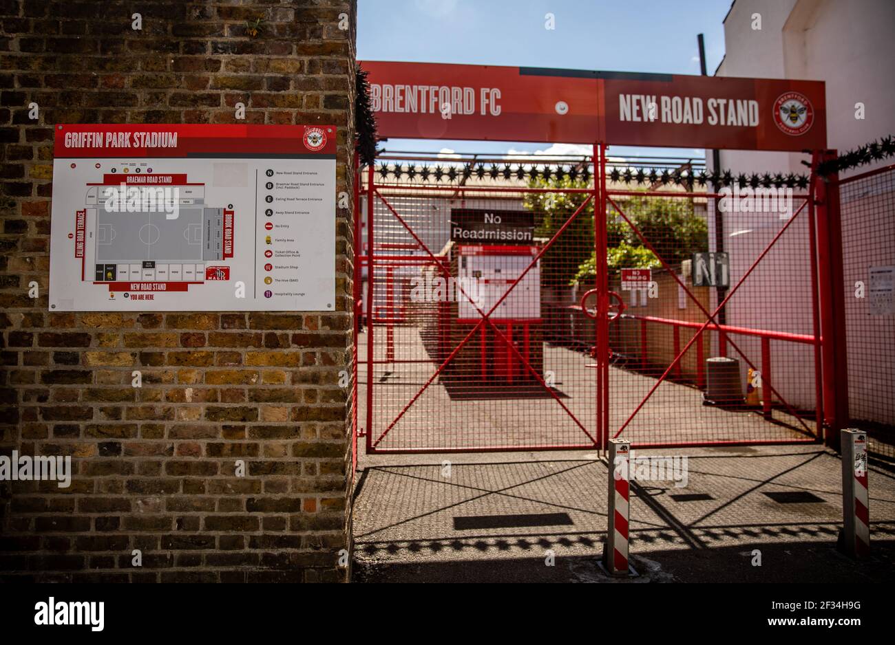 General view of the outside of Brentford FC ground at Griffin Park ...