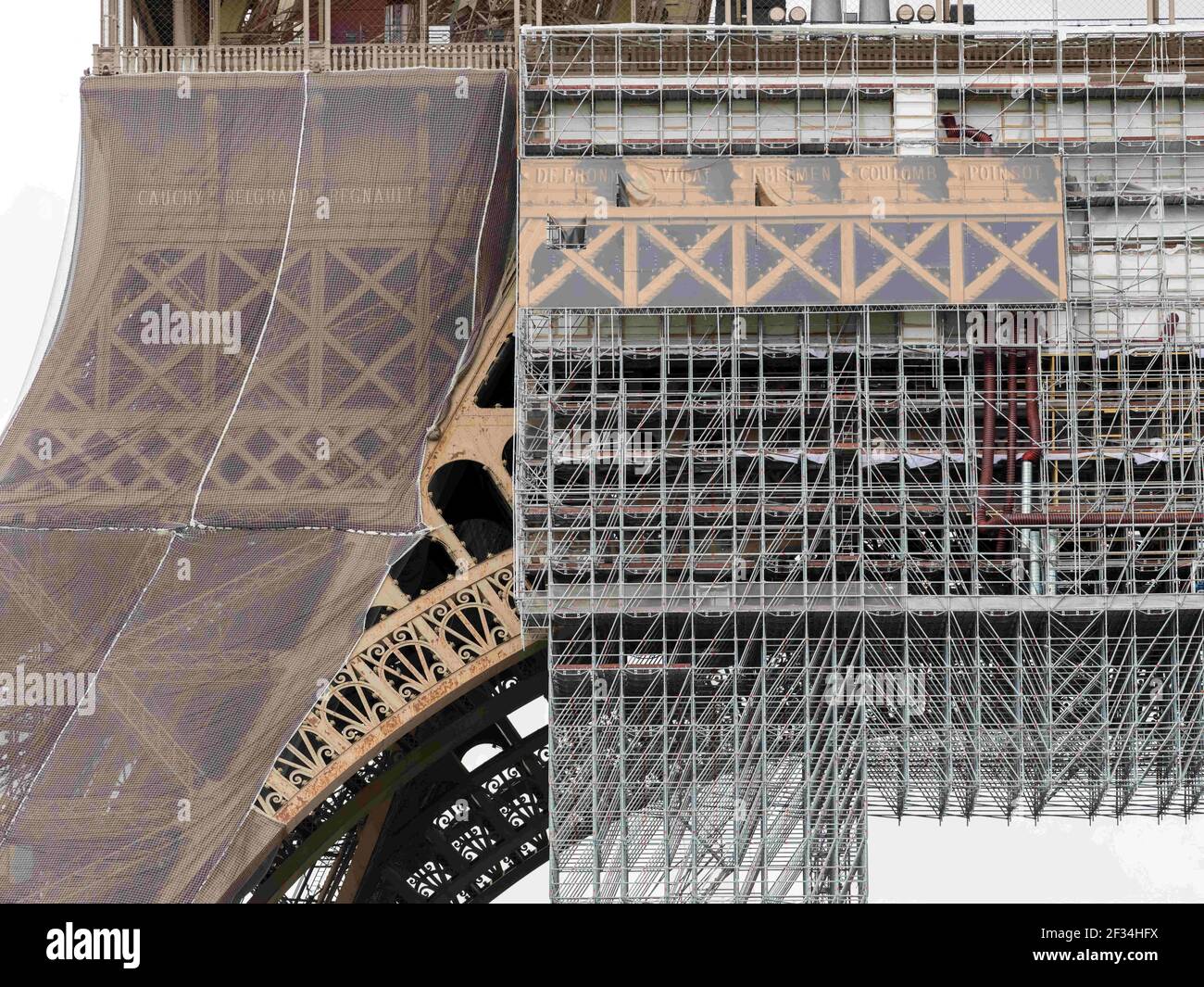 A view of the scaffolding erected for the renovation of the landmark ...