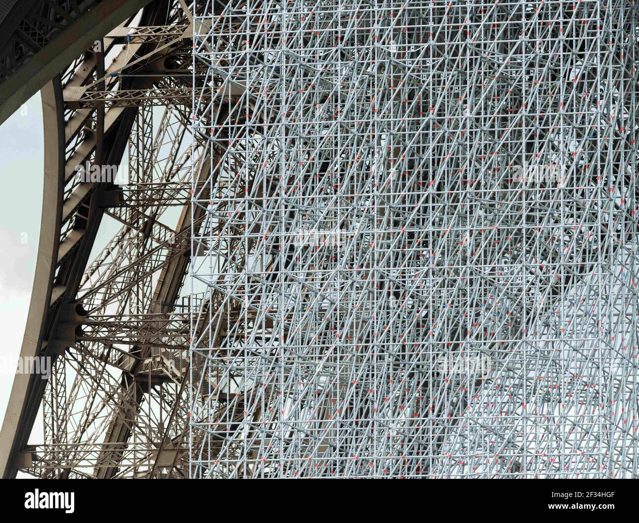 A view of the scaffolding erected for the renovation of the landmark ...