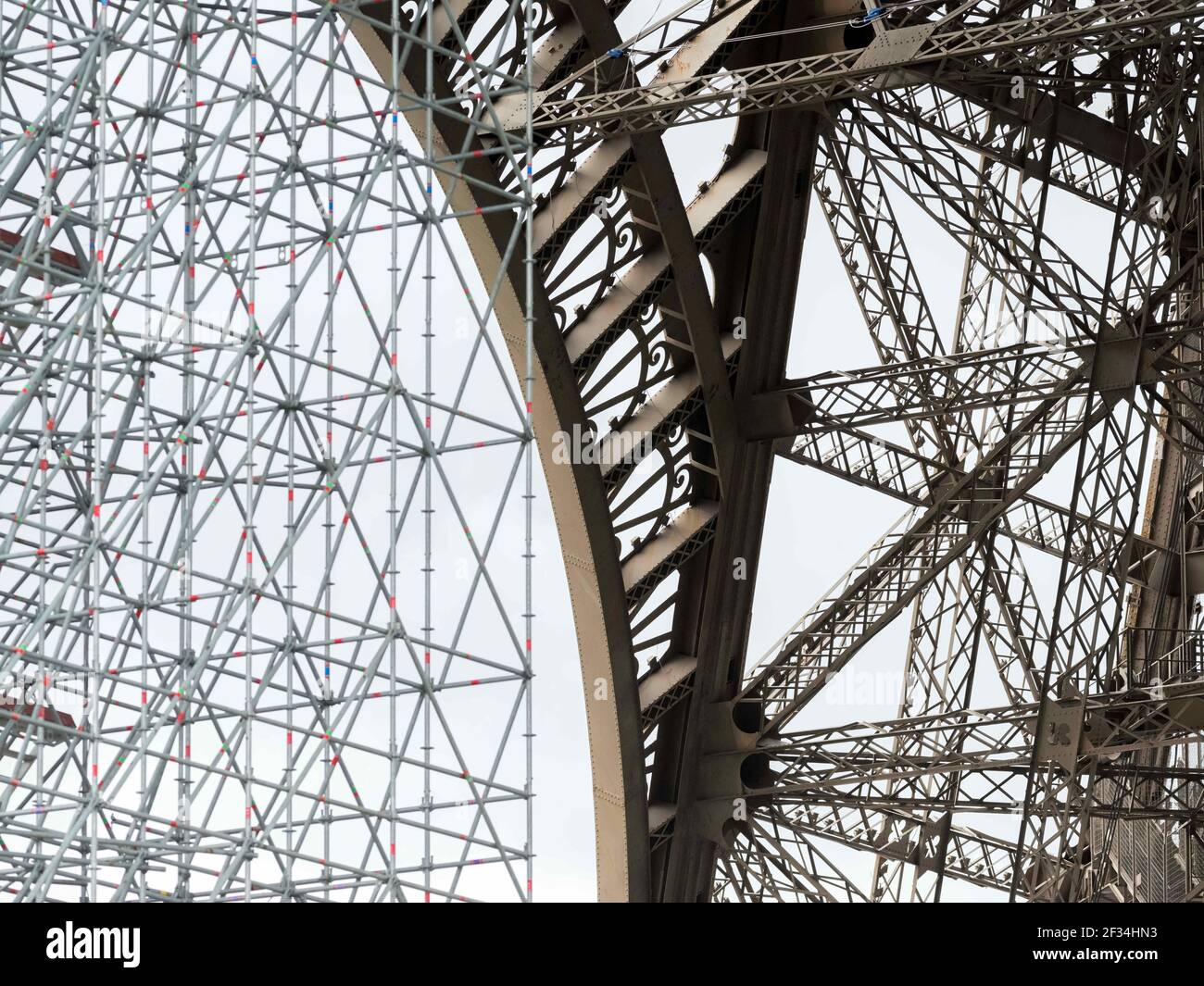 A view of the scaffolding erected for the renovation of the landmark ...