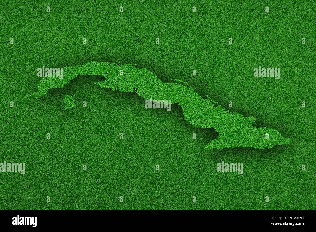 Map of Cuba on green felt Stock Photo - Alamy