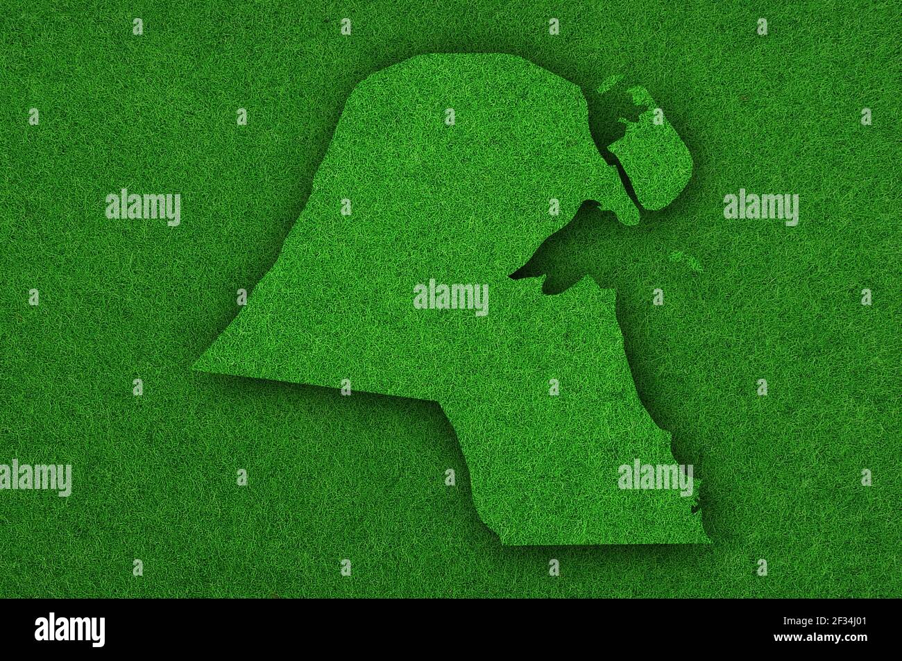 Map of Kuwait on green felt Stock Photo - Alamy