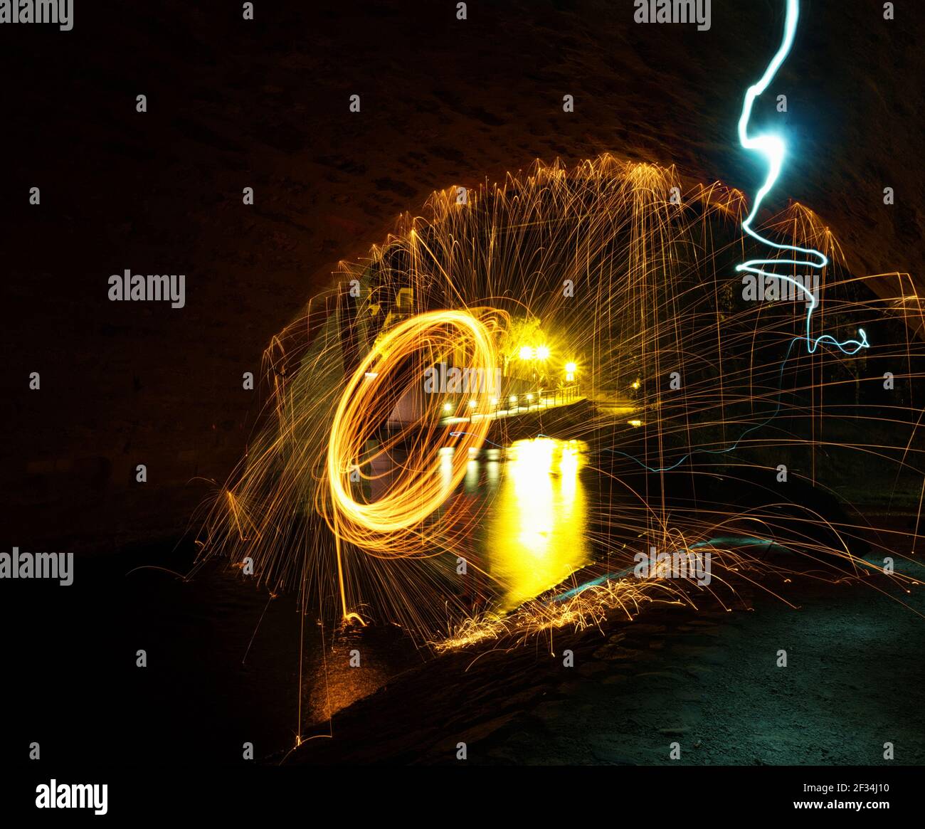 A creative light painting steelwool lighting Stock Photo - Alamy