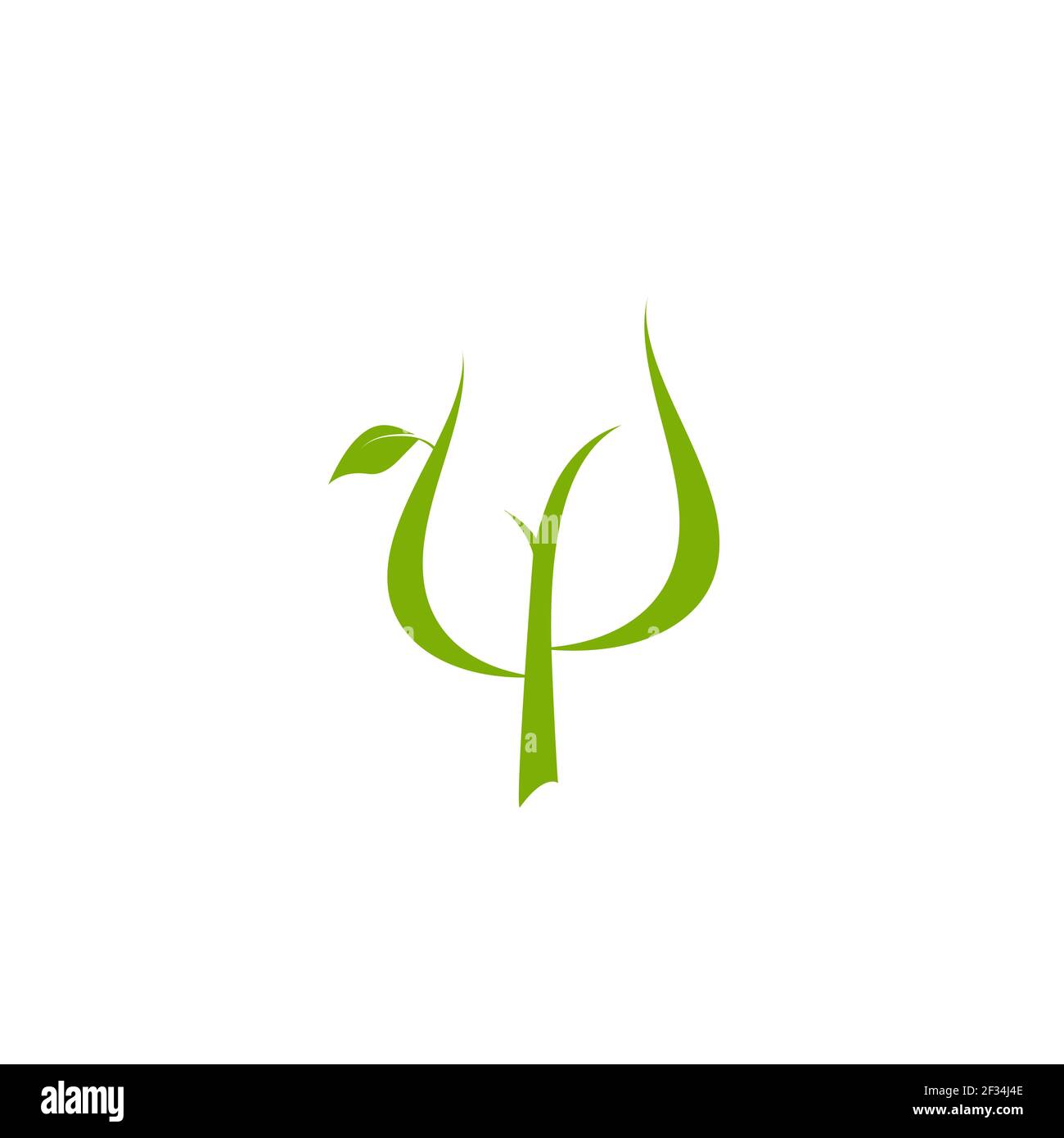 Green Greek letter Psi with leaf. Neuropsychology and psychology logo ...