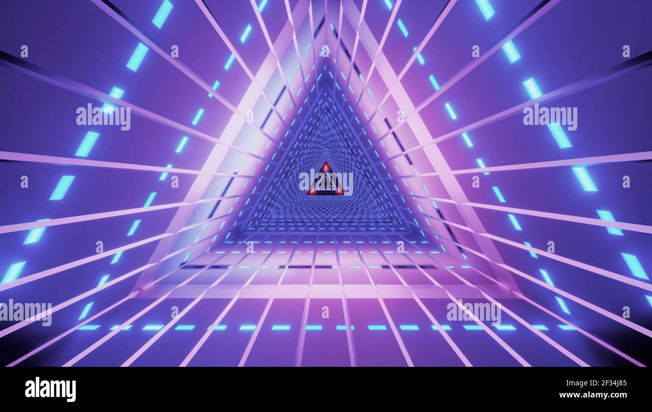 3D illustration of futuristic triangle tunnel Stock Photo - Alamy