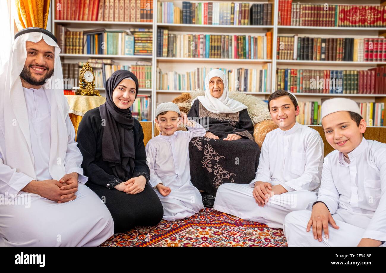 Happy Arabic Muslim family together Stock Photo - Alamy