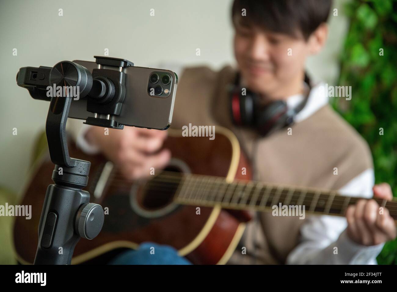 Man Live Streaming Stock Photo - Alamy