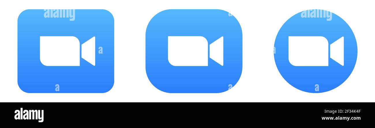 Set of Blue Camera Icons on Different Shapes. App for Video and Audio ...