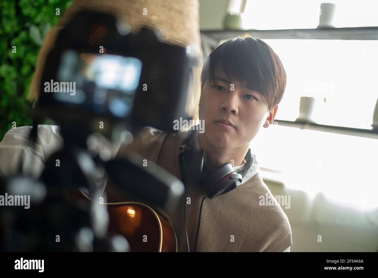 Man Live Streaming Stock Photo - Alamy