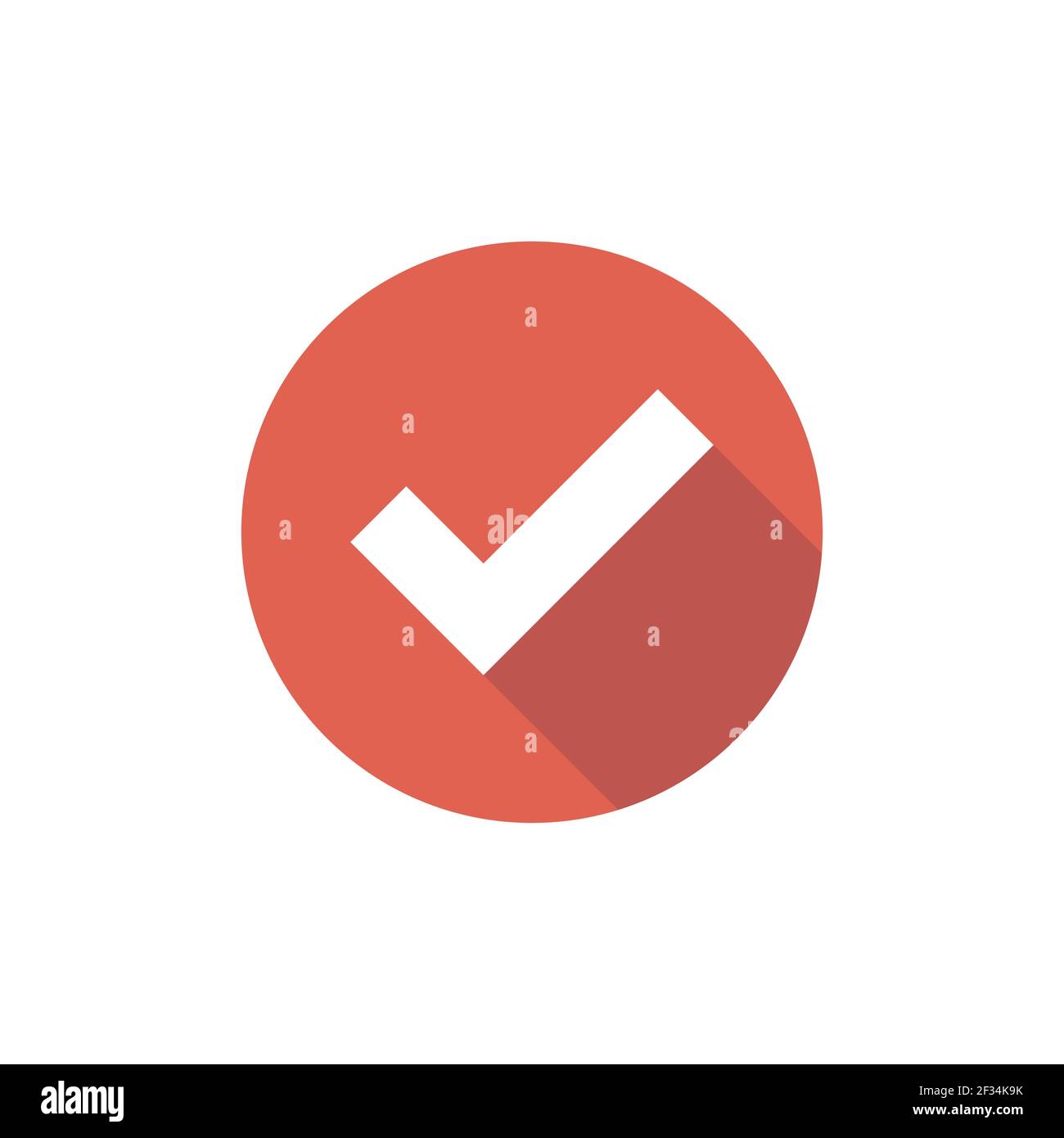 Check Mark. Valid Seal icon. white squared tick with shadow in red ...