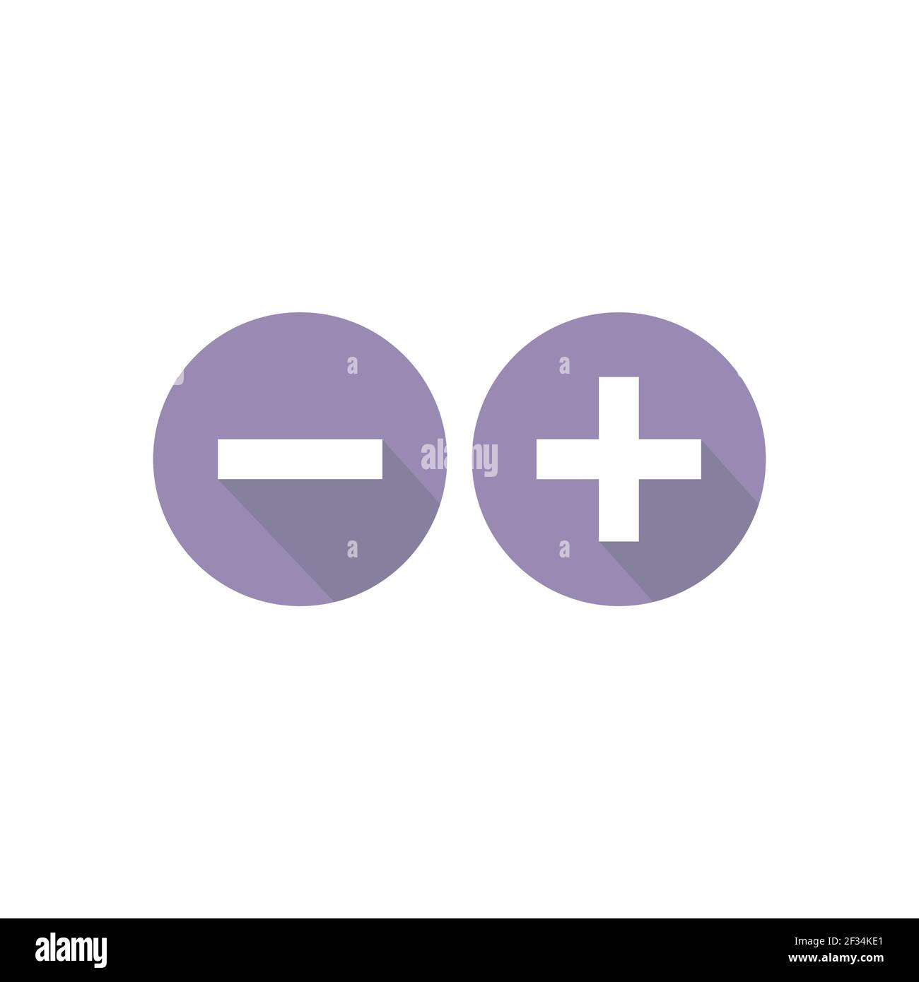 plus and minus circle flat vector icons isolated on white. Add or plus ...