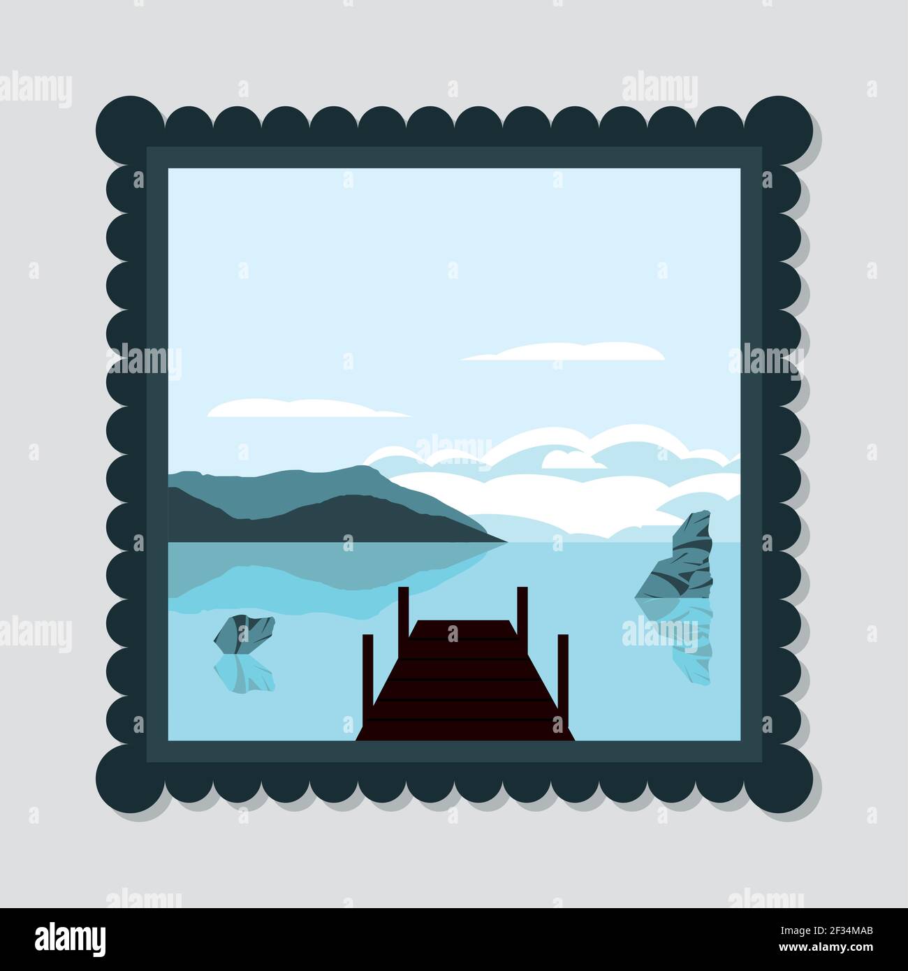 landscape harbor river stamp design Stock Vector Image & Art - Alamy