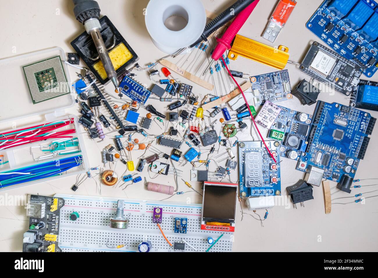 Pc parts and electronic parts in a nice pattern Stock Photo - Alamy