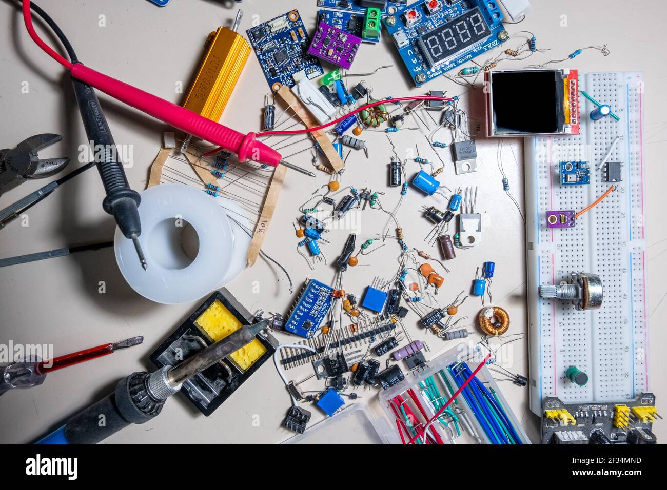 Pc parts and electronic parts in a nice pattern Stock Photo - Alamy