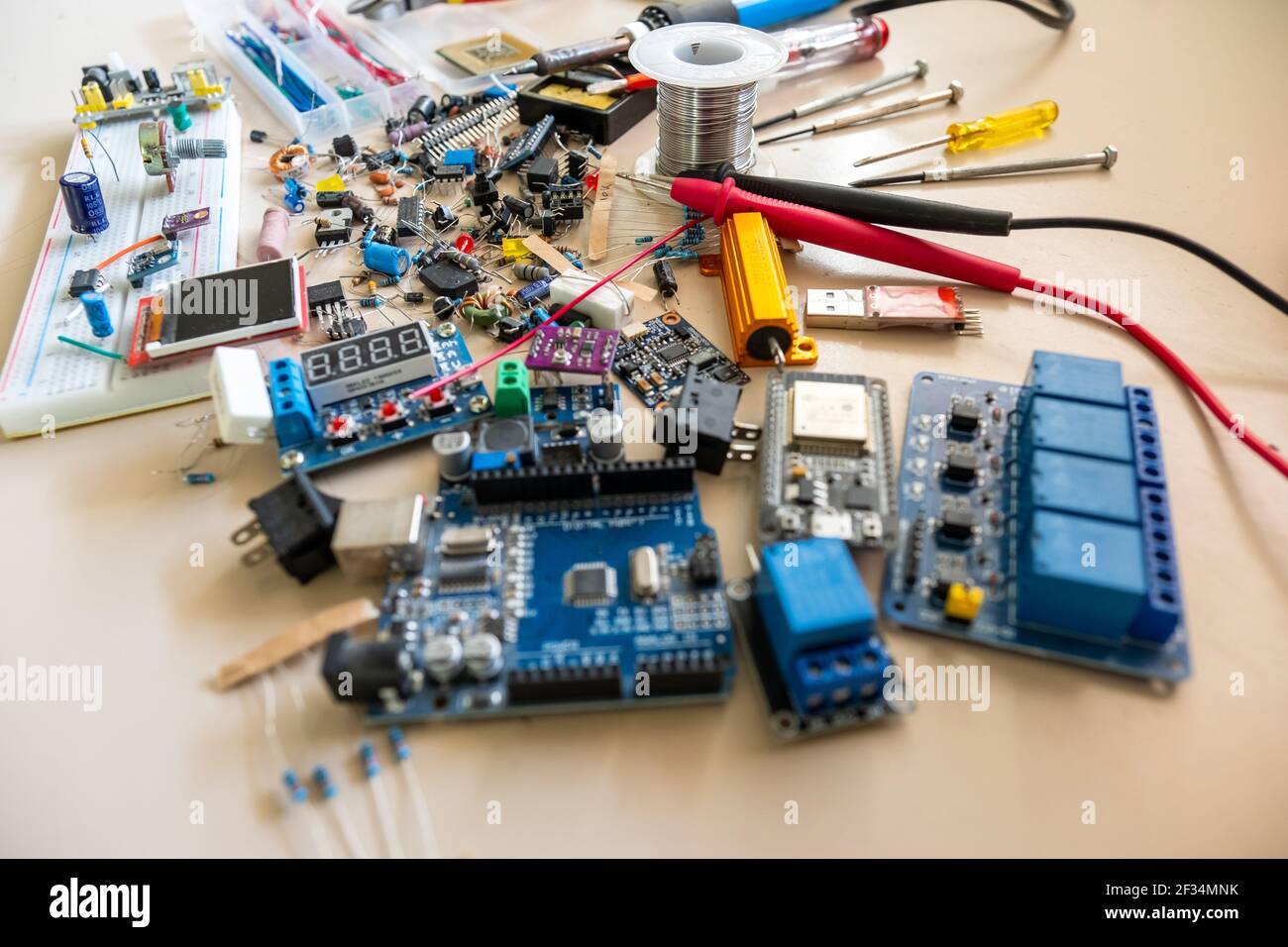 Pc parts and electronic parts in a nice pattern Stock Photo - Alamy