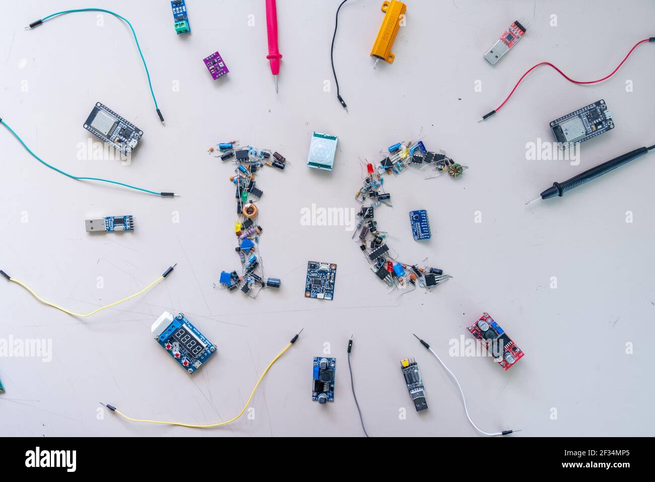 IC word formed by electronic parts Stock Photo - Alamy