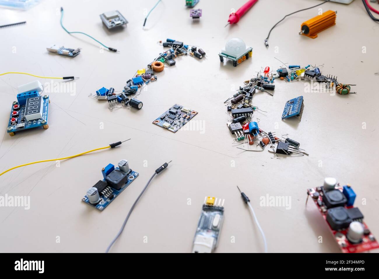 IC word formed by electronic parts Stock Photo - Alamy