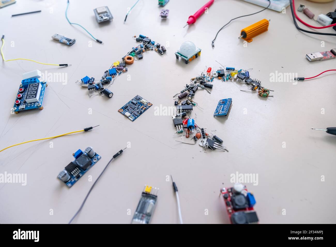 IC word formed by electronic parts Stock Photo - Alamy