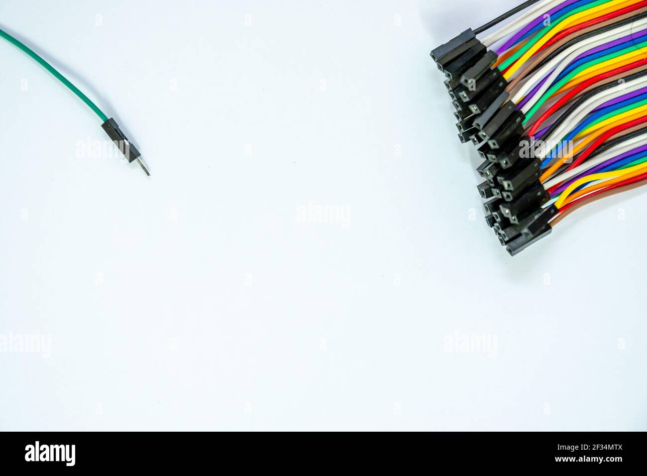 Electronic wires with white background Stock Photo - Alamy