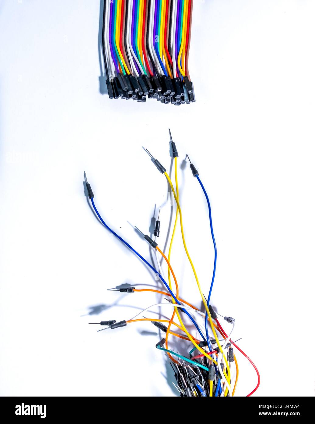 Electronic wires with white background Stock Photo - Alamy