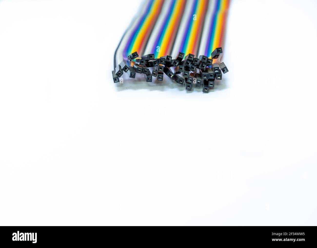 Electronic wires with white background Stock Photo - Alamy