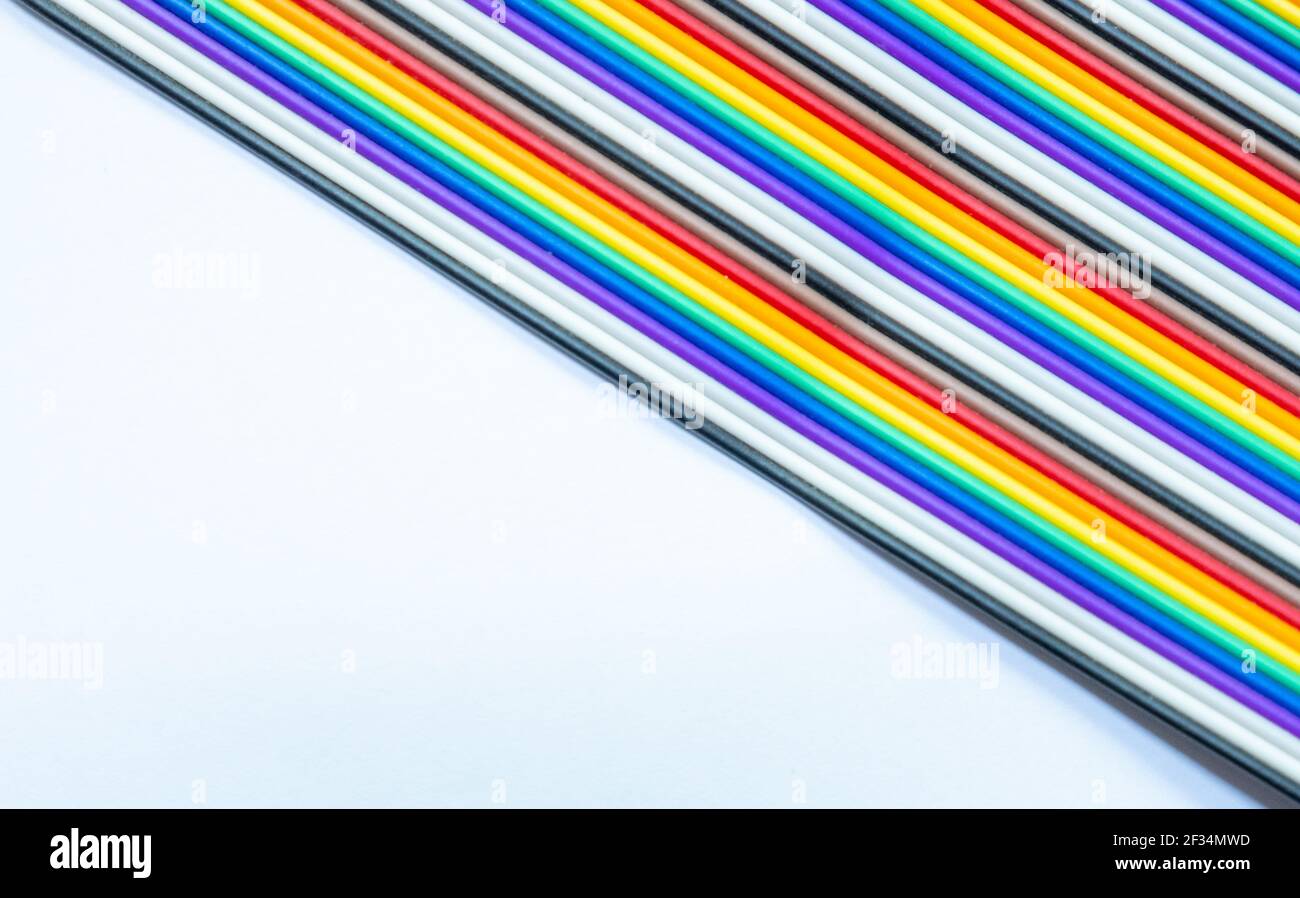 Electronic wires with white background Stock Photo - Alamy