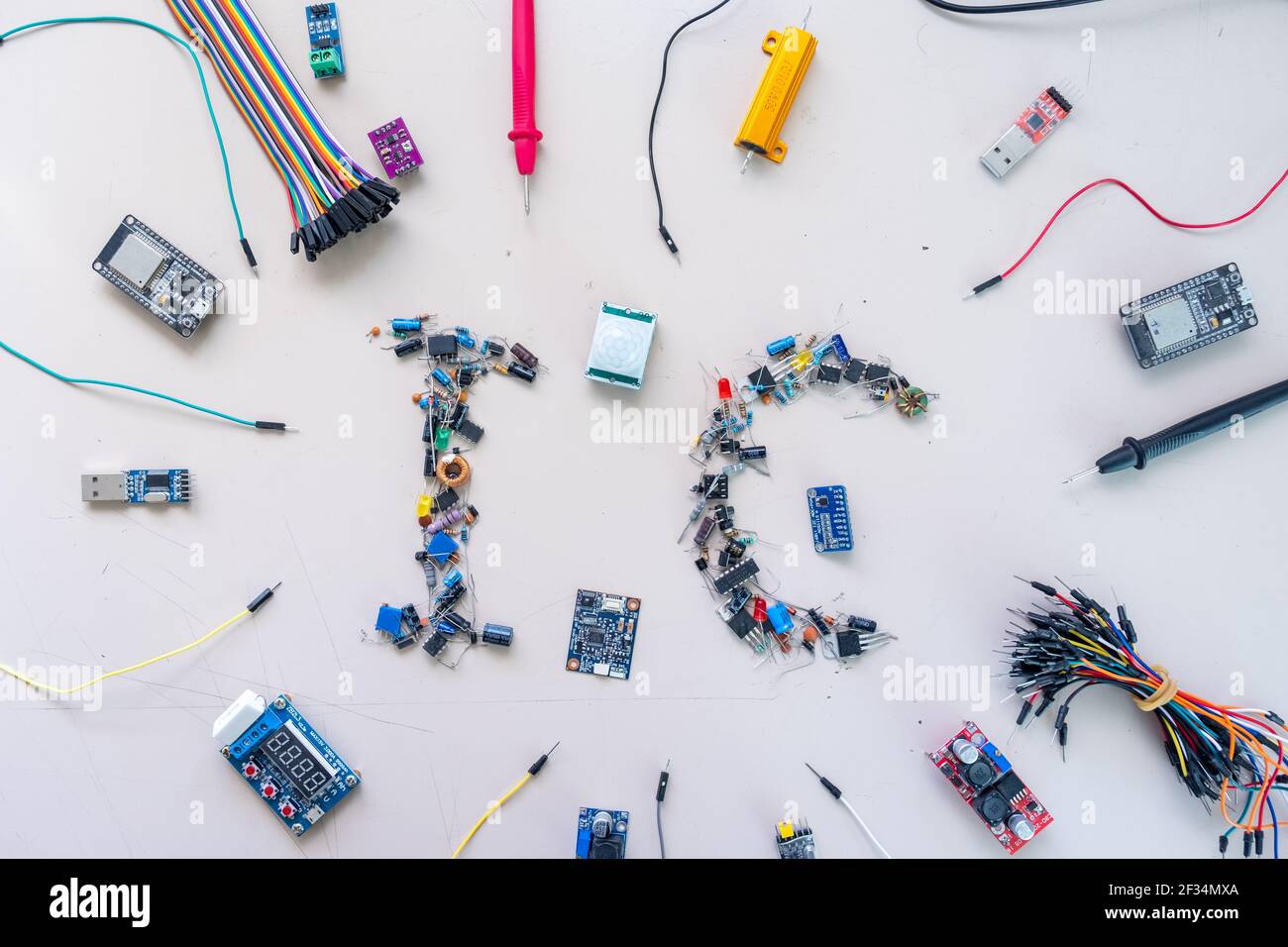 IC word formed by electronic parts Stock Photo - Alamy
