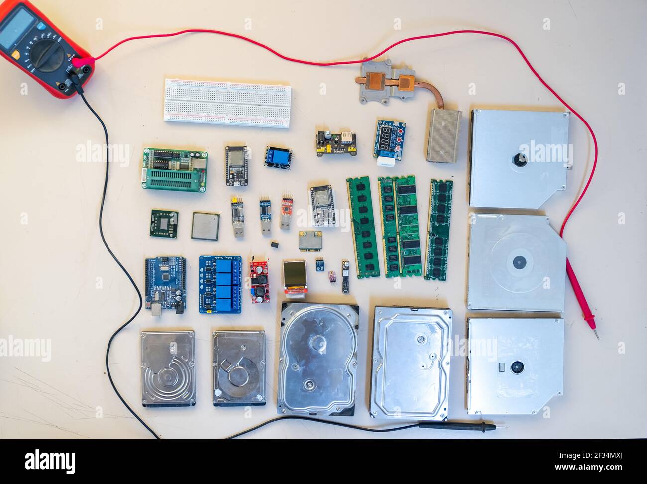 Pc parts and electronic parts in a nice pattern Stock Photo - Alamy