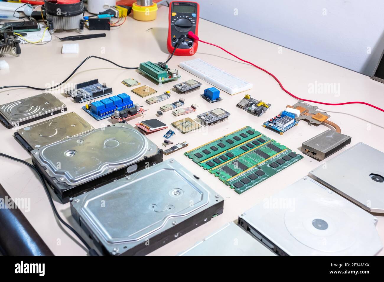 Pc parts and electronic parts in a nice pattern Stock Photo - Alamy