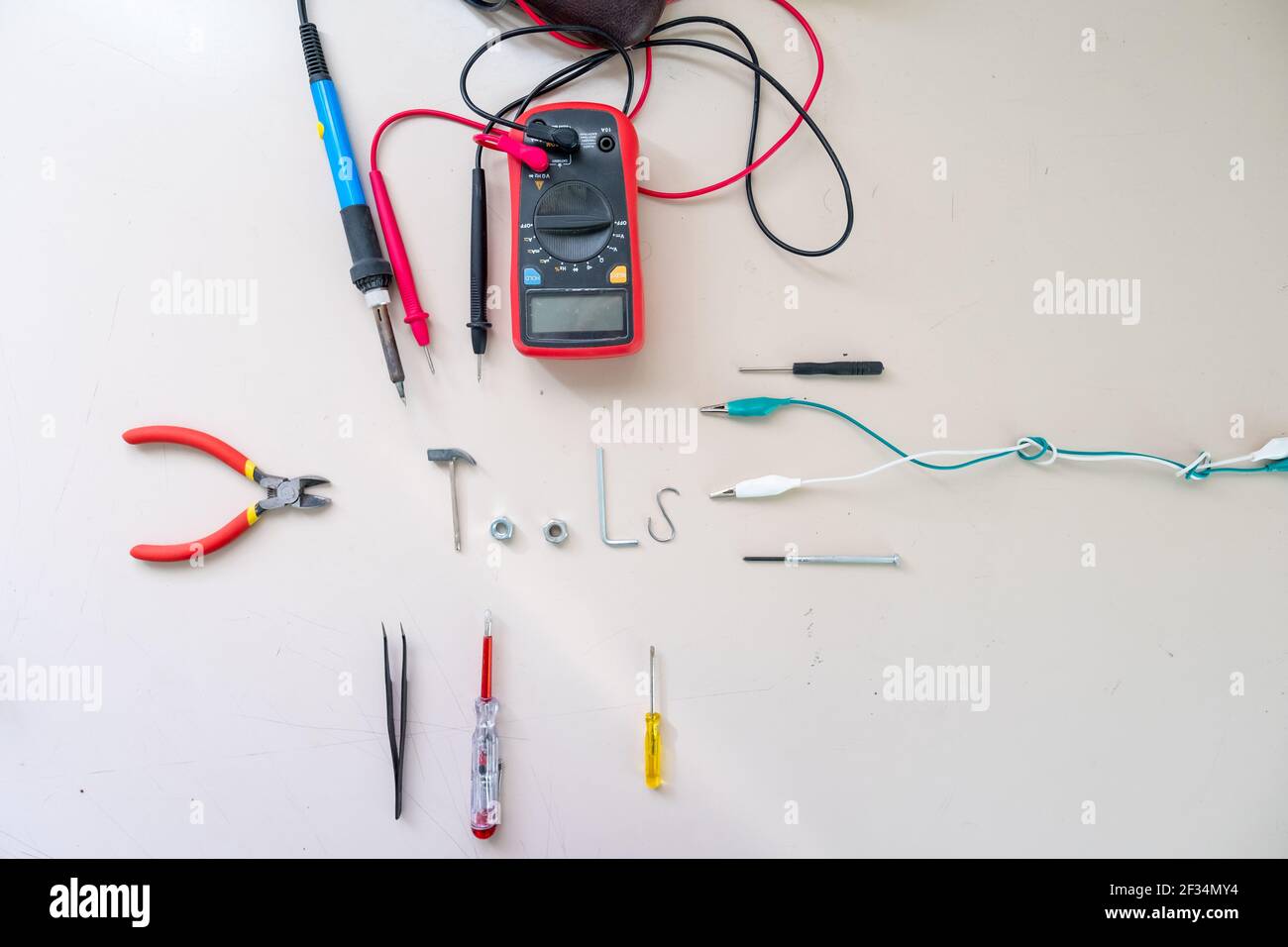 Tools word formed by electronic equipment Stock Photo - Alamy