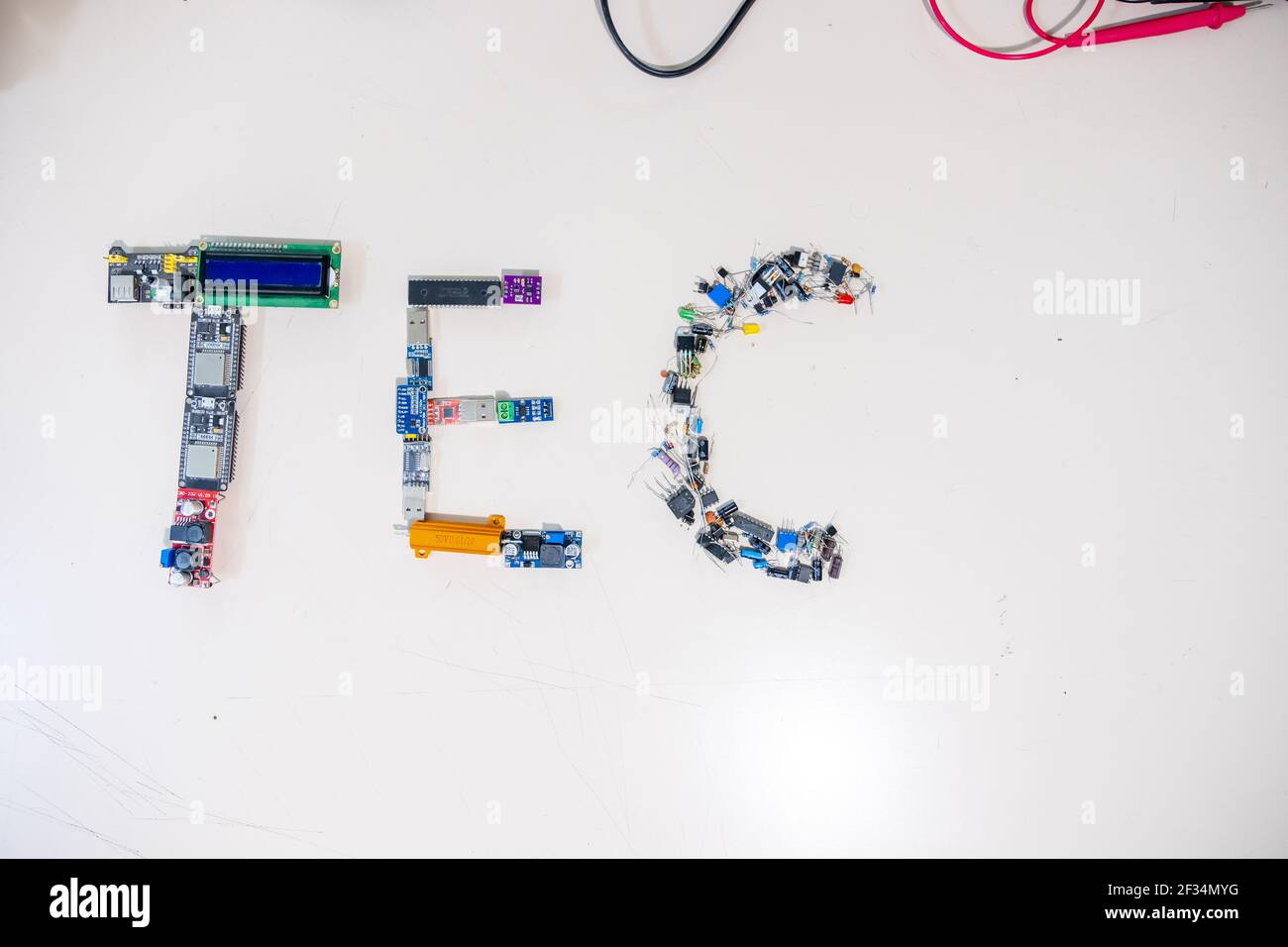 Tech word written by electronic parts Stock Photo - Alamy