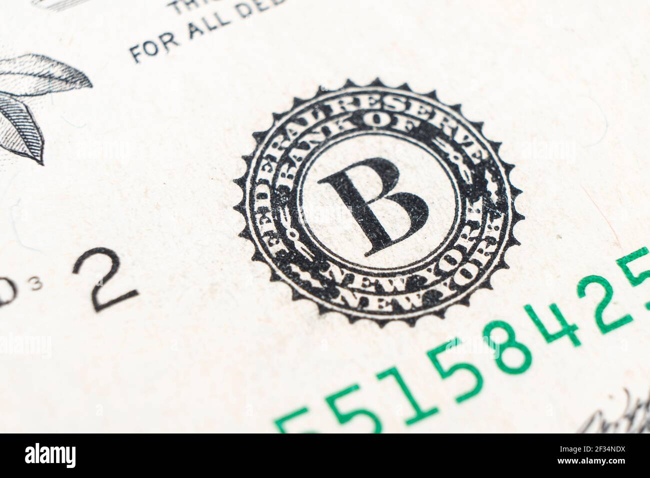 One dollar bill close up photo. Detail of US one dollar banknote with ...