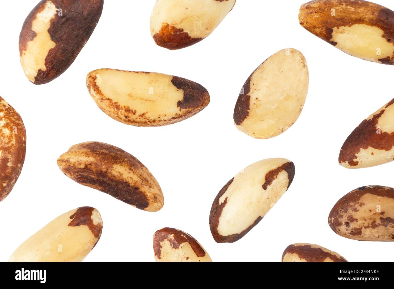 Brazilian nut isolated on white background. Group of brazil nut close ...