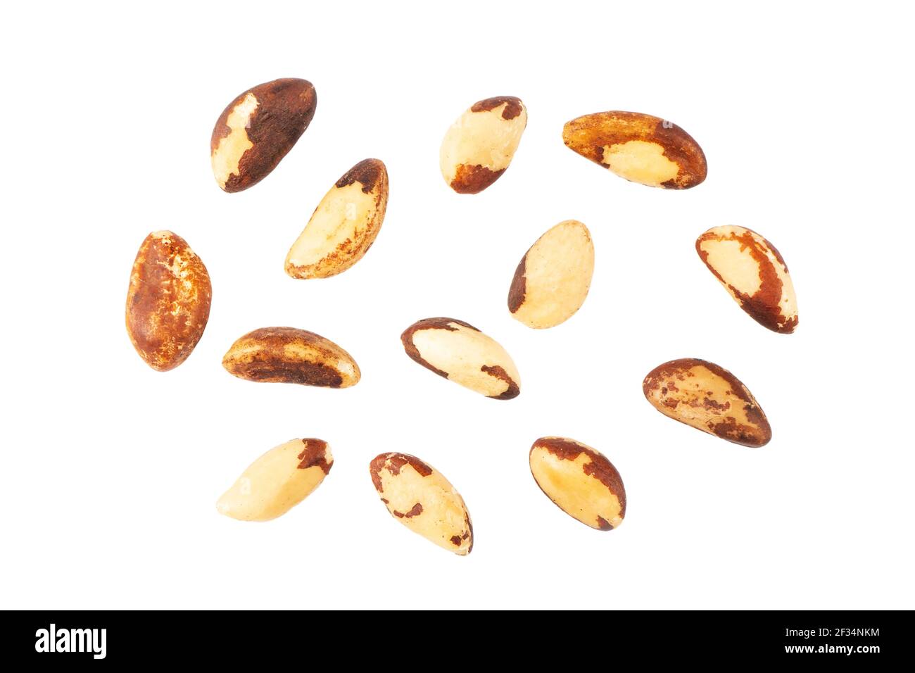 Brazilian nut isolated on white background. Group of brazil nut close ...