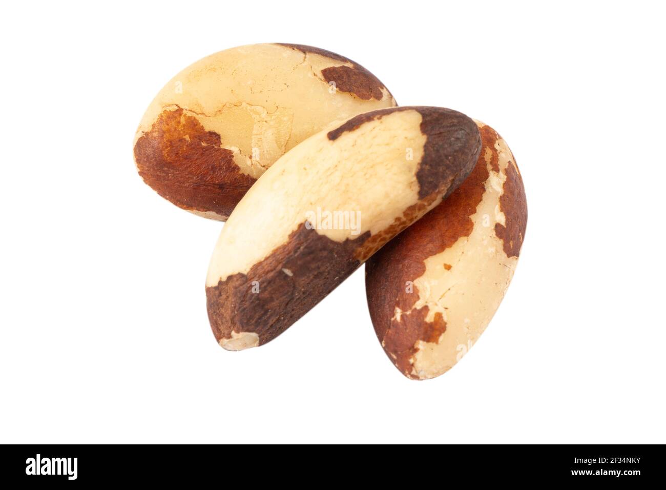 Brazilian nut isolated on white background. Group of brazil nut close ...