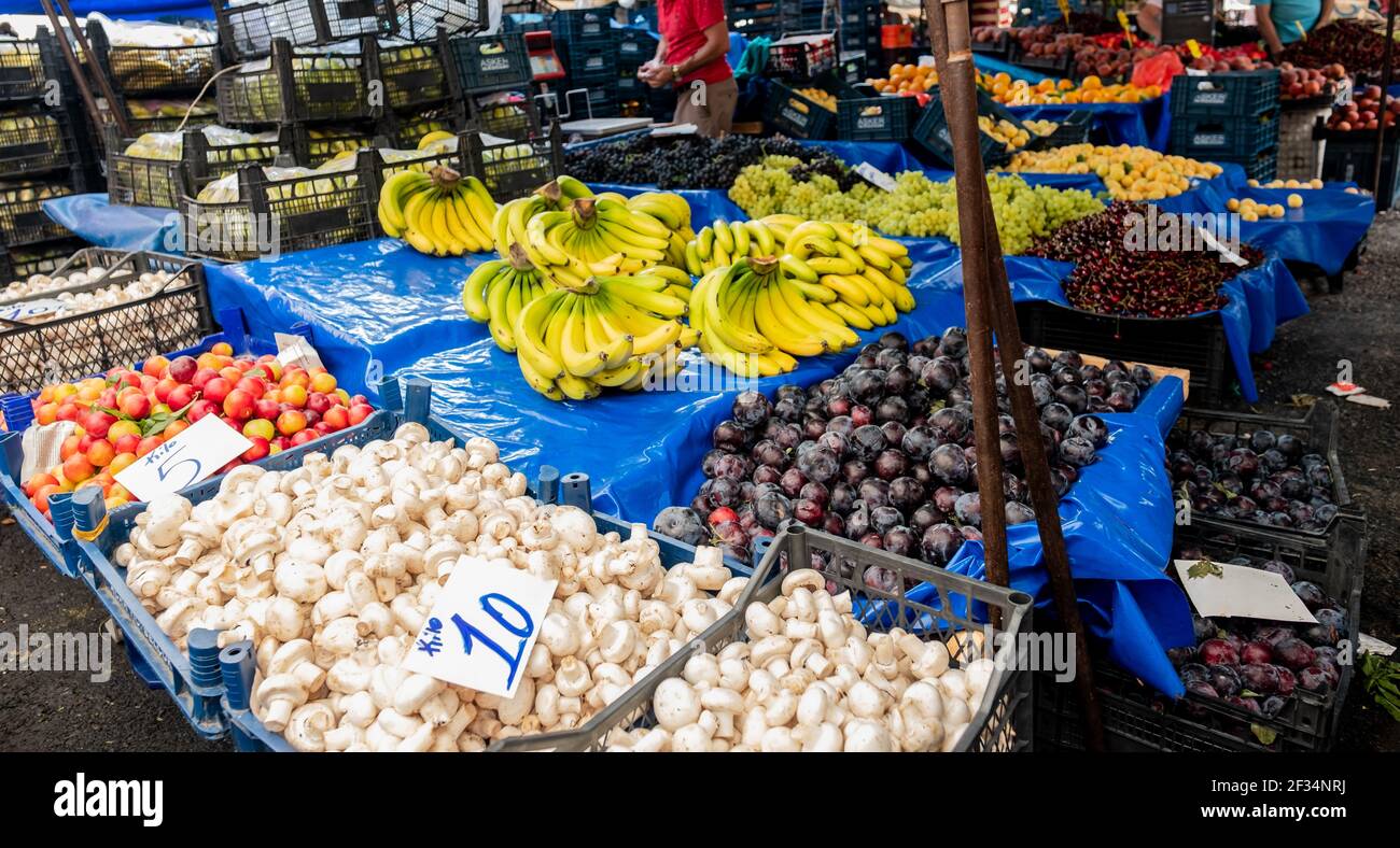 Turkish bazar in the street with variety kinds of vegetables Stock ...