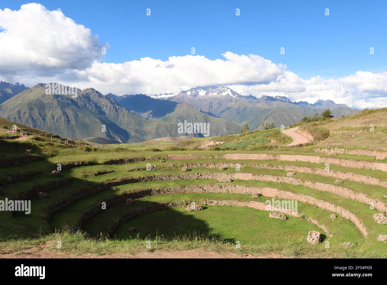The aerial photo of the large natural amphitheater in-between the hills ...