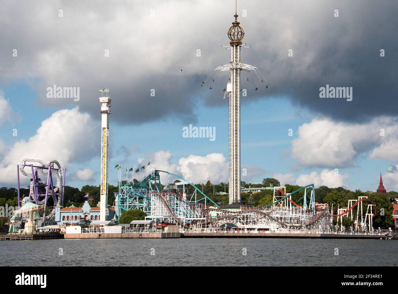 View of the amusement park Gröna Lund Stock Photo - Alamy
