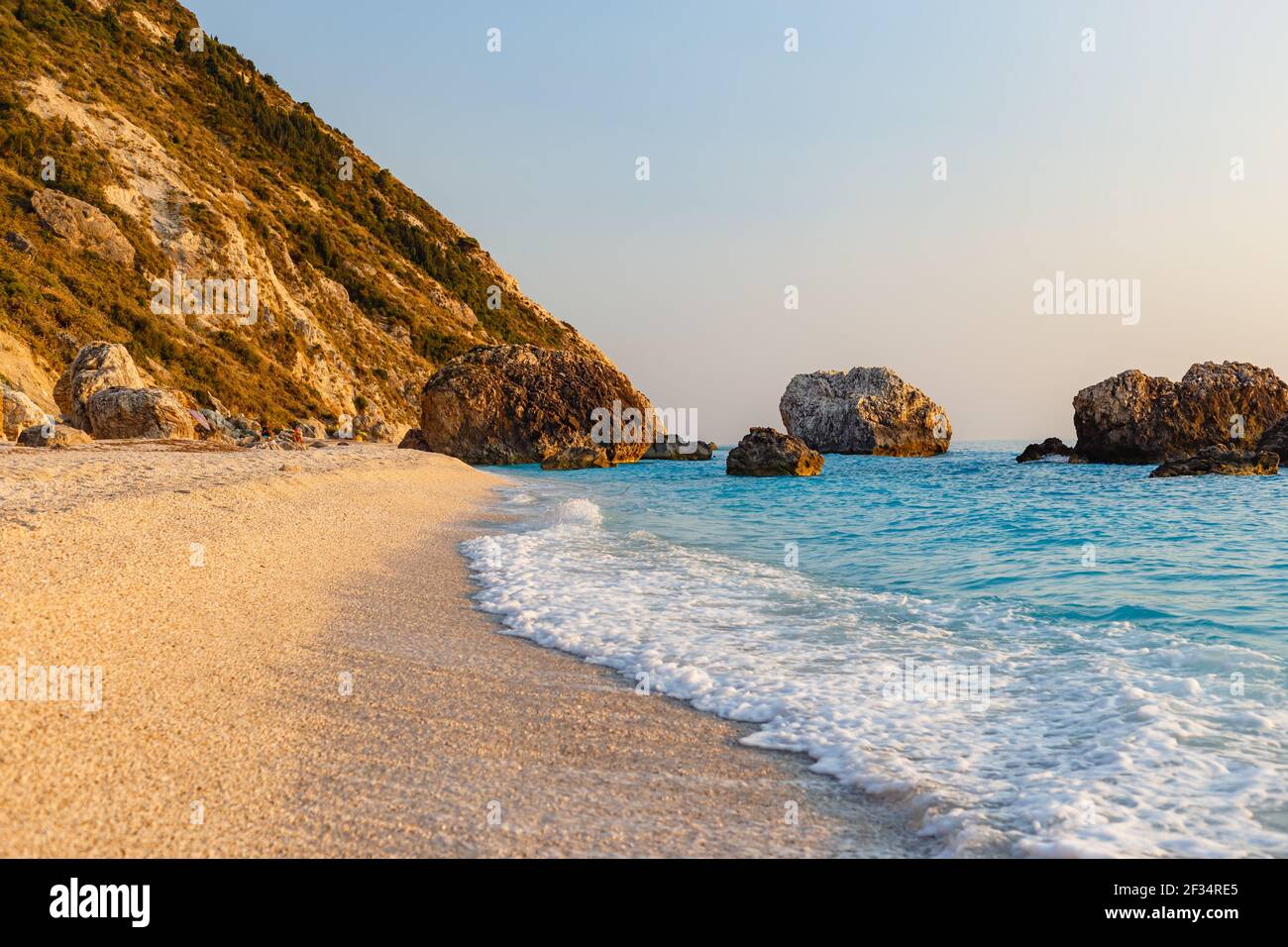 The Megali Petra beach in Lefkada, Greece Stock Photo - Alamy