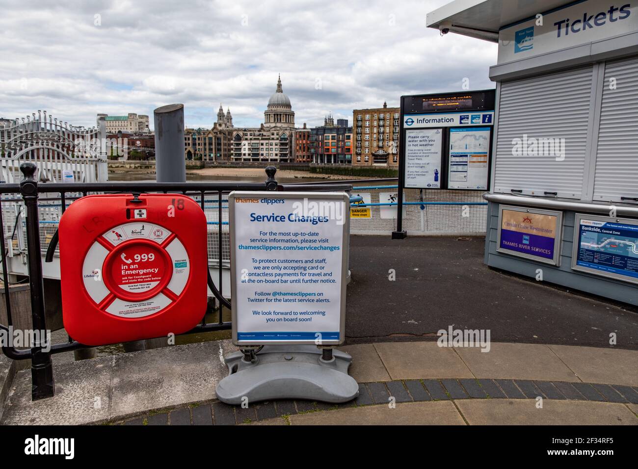 Closed river service on the River Thames in Central London Stock Photo ...