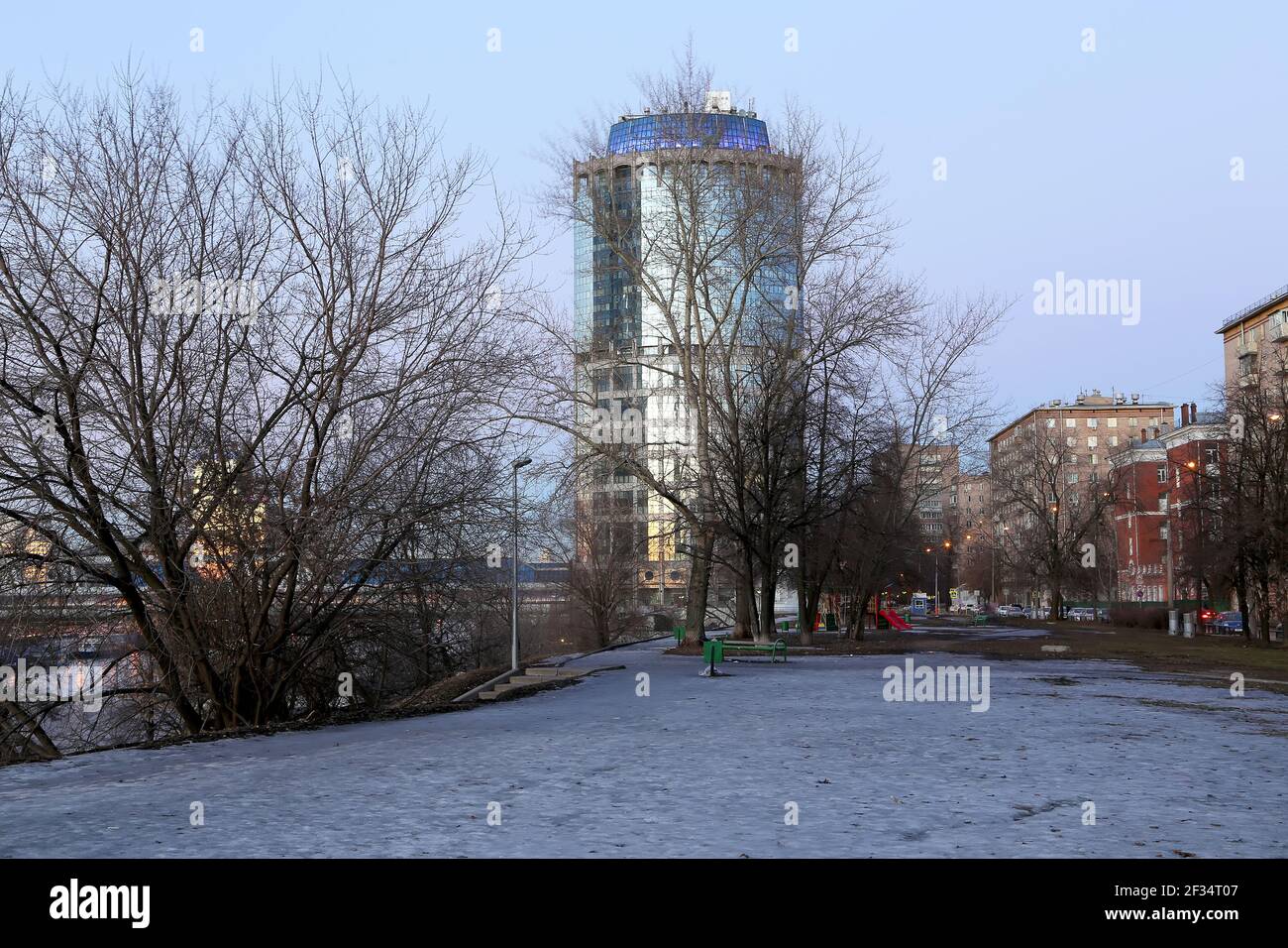 Night view of the Tower 2000, Moscow International Business Centre ...