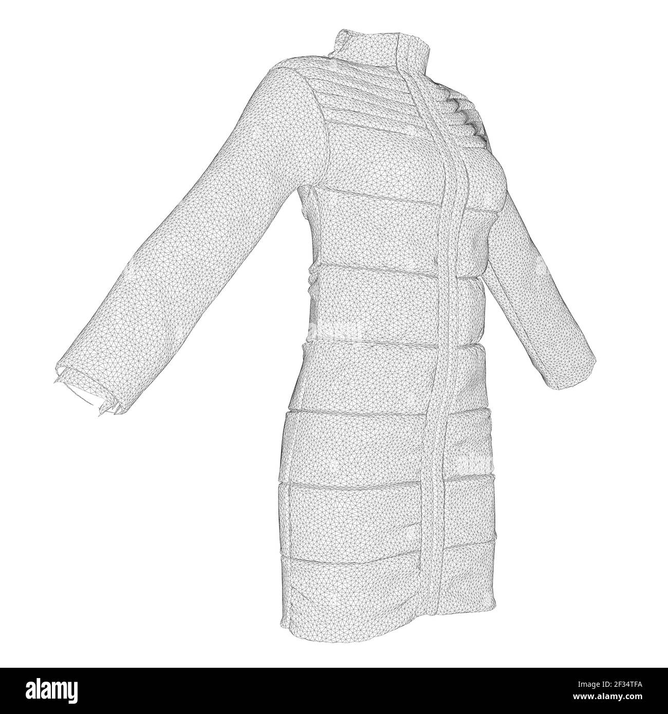 Jacket wireframe worn on a mannequin isolated on white background. 3D ...