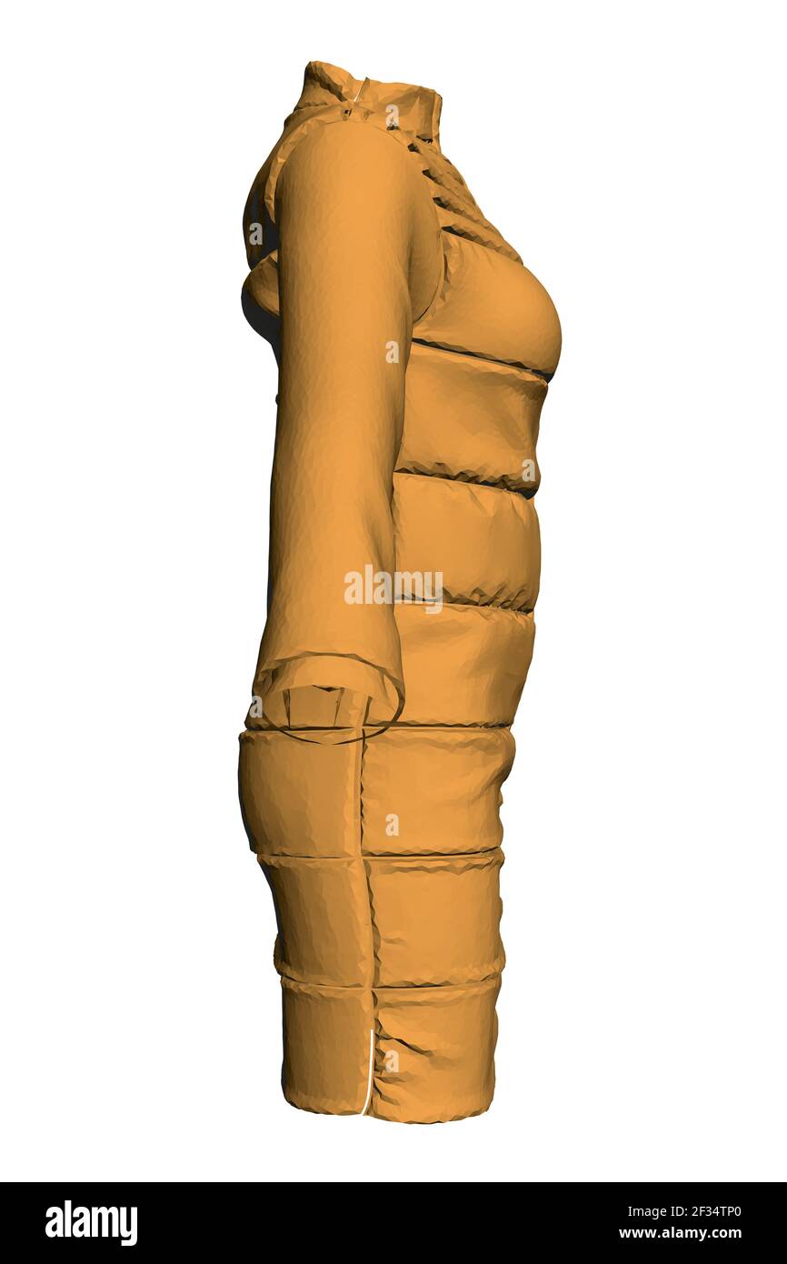 Yellow jacket dressed on a mannequin isolated on white background. 3D ...